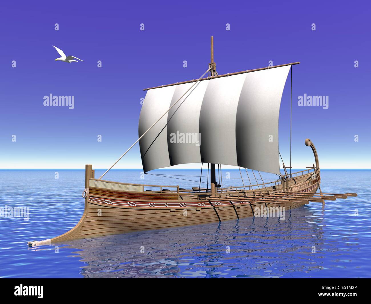 Greek boat - 3D render Stock Photo - Alamy