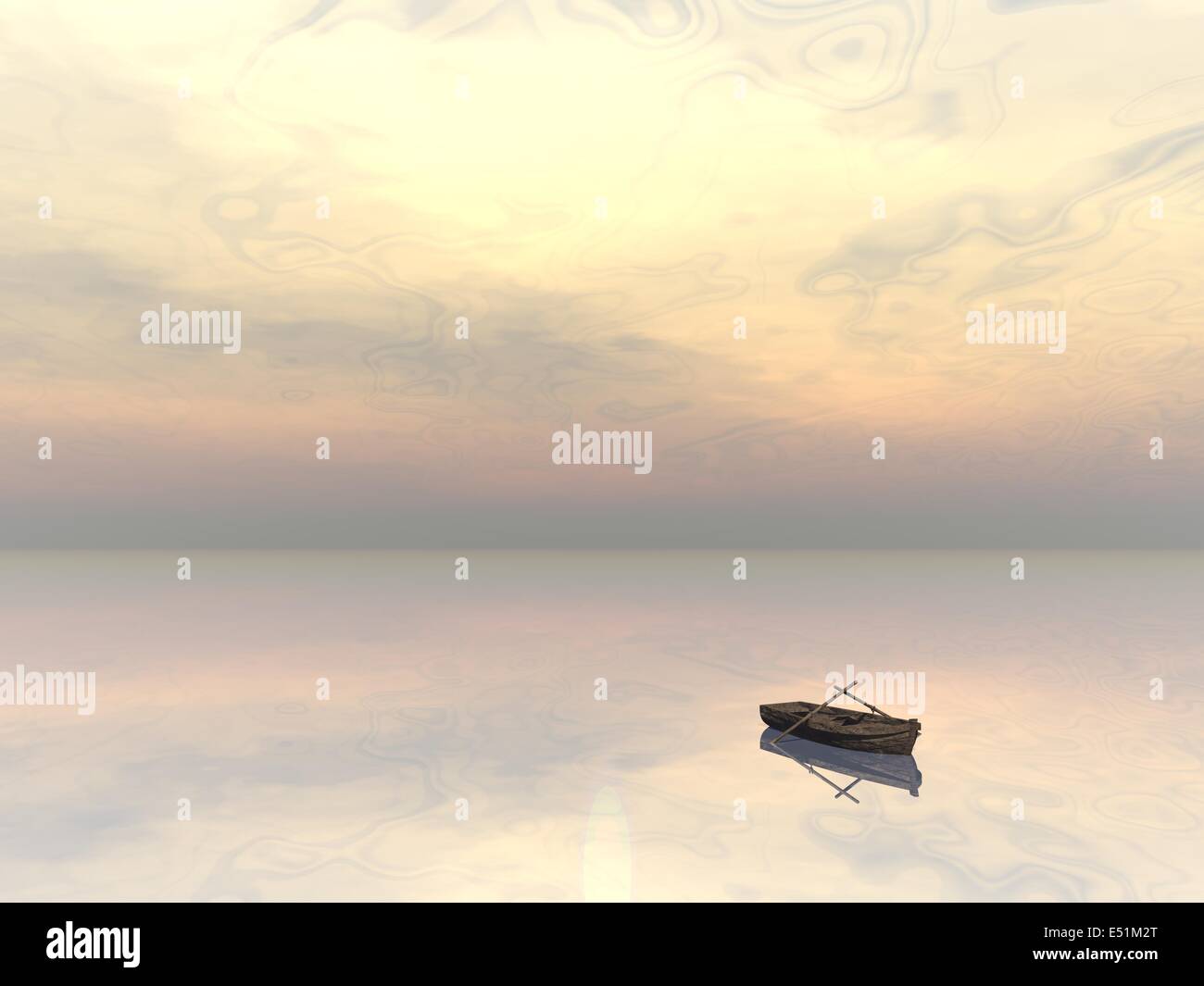 Wood boat - 3D render Stock Photo - Alamy