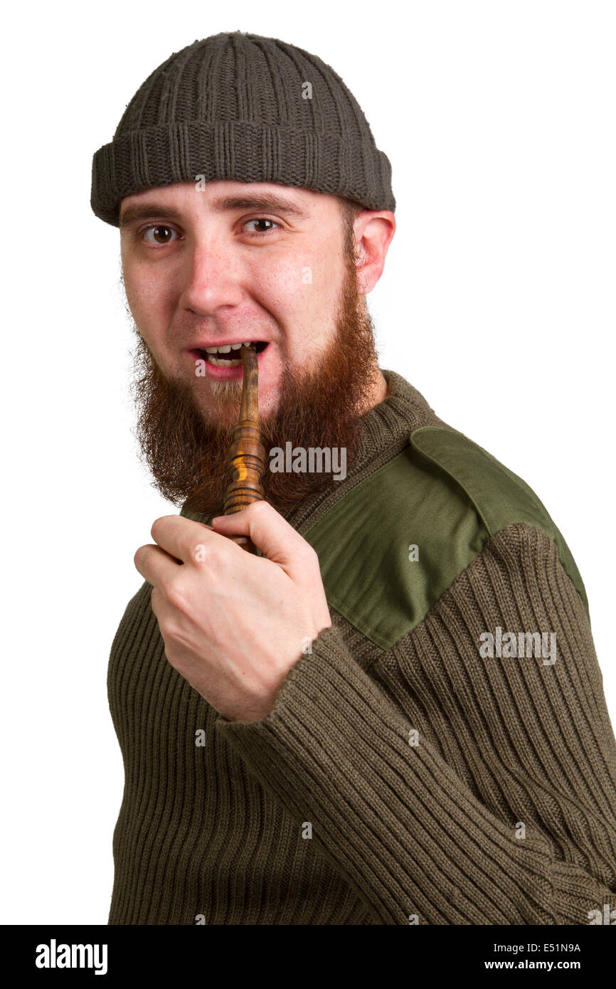 Bearded guy smoking pipe hi-res stock photography and images - Alamy