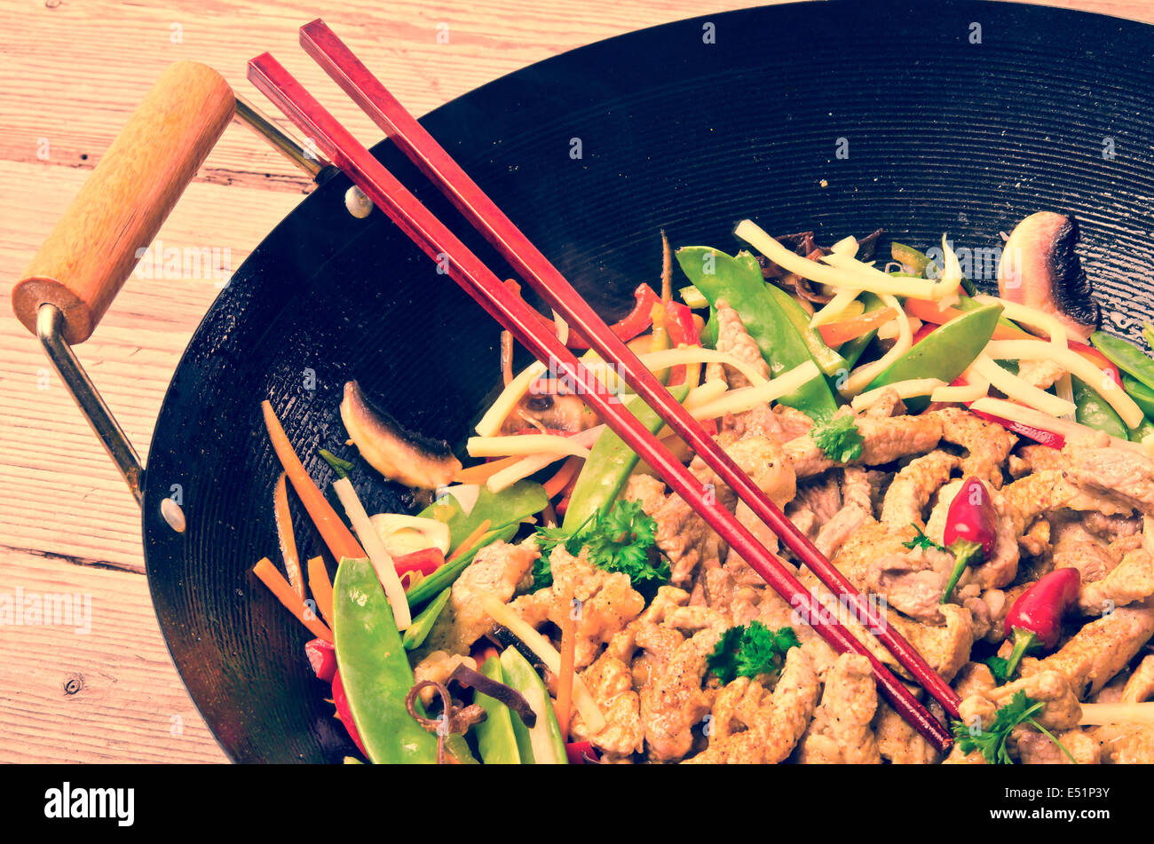 china wok- vintage style Stock Photo - Alamy