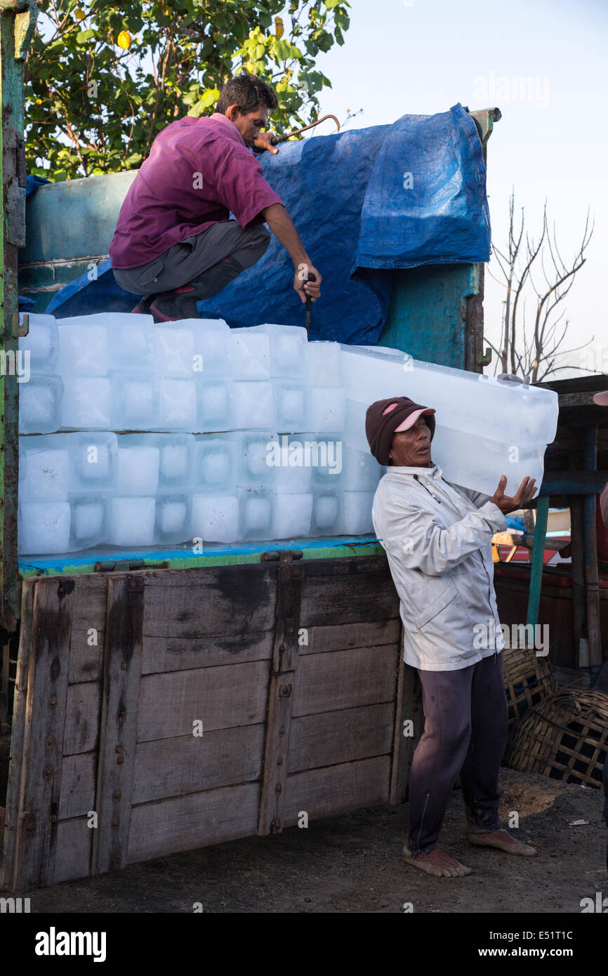 Bali, Indonesia. Off-loading Ice to go to Fishing Boats, Jimbaran Fish ...