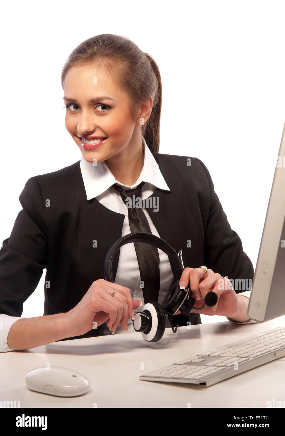 girl and a computer Stock Photo - Alamy