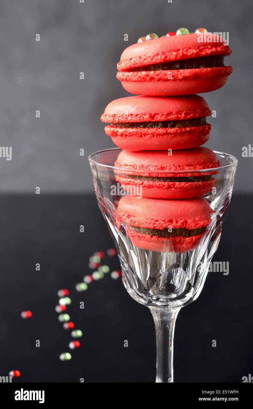 Pink macaroons in crystal Stock Photo - Alamy