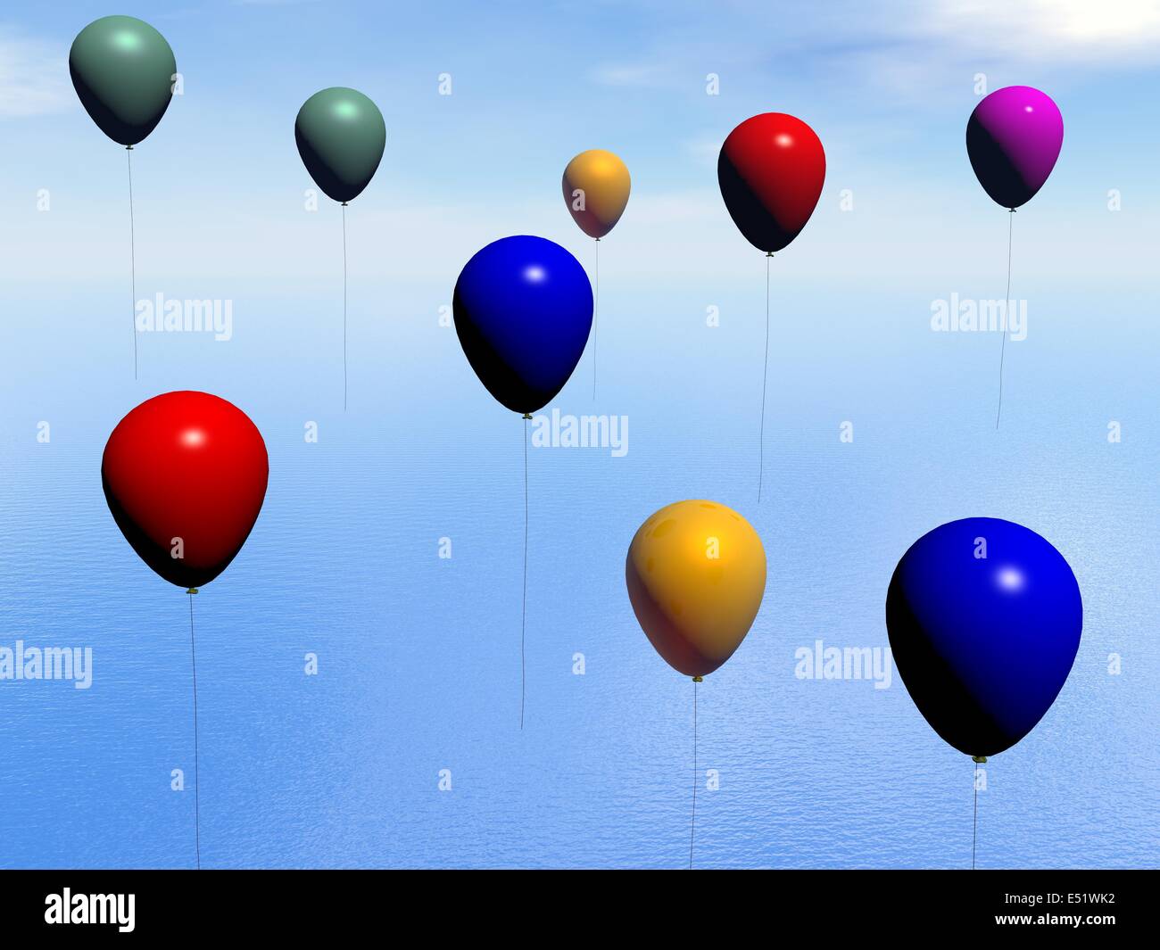 Colorful balloons - 3D render Stock Photo - Alamy