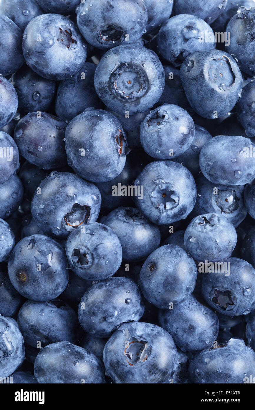 fresh washed blueberries from above, organic food background Stock ...