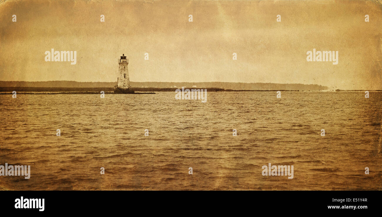 Old style photo of lighthouse Stock Photo - Alamy