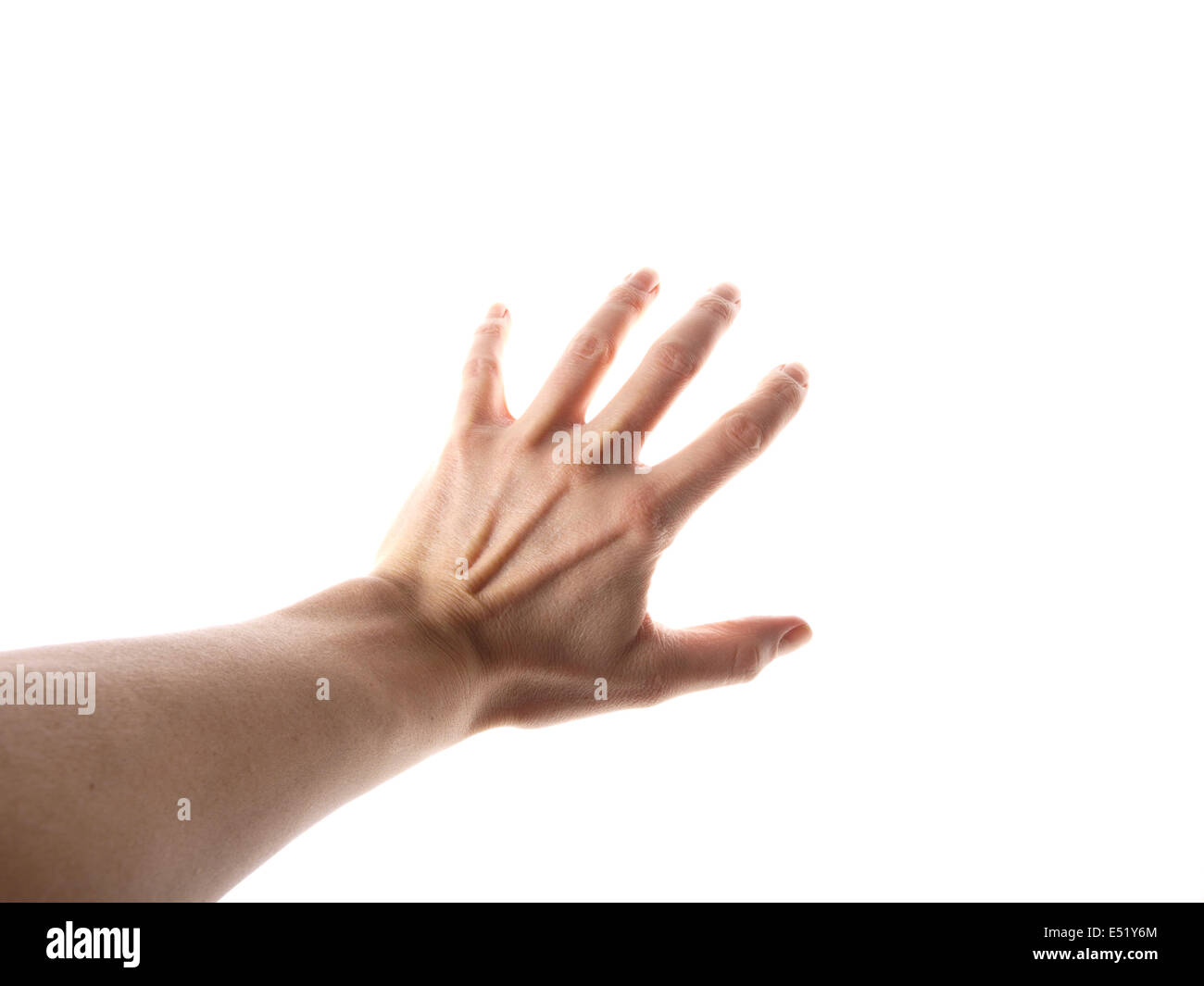 Person pushing white wall Stock Photo - Alamy