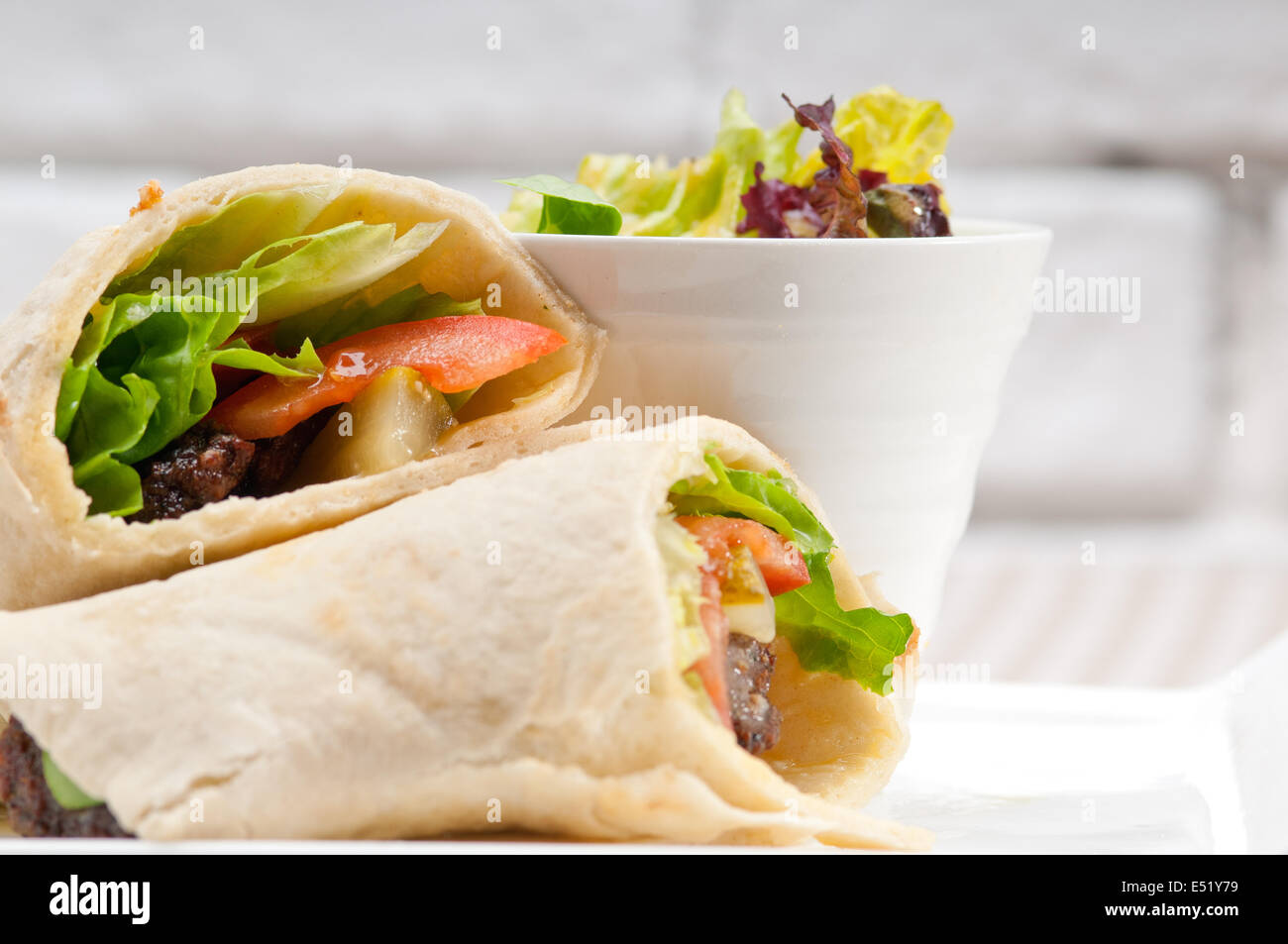 kafta shawarma chicken pita wrap roll sandwich Stock Photo - Alamy