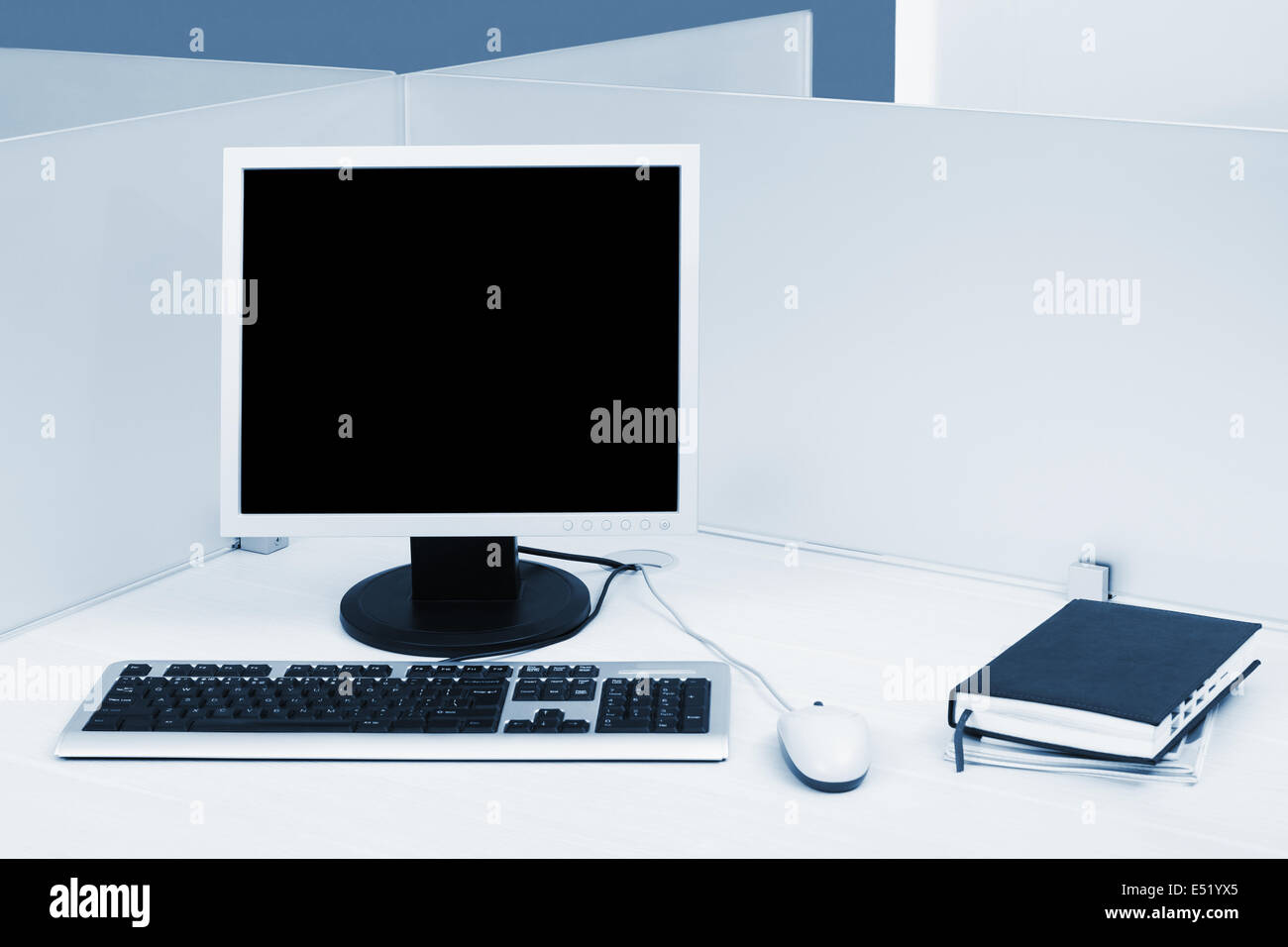 computer on desk Stock Photo - Alamy