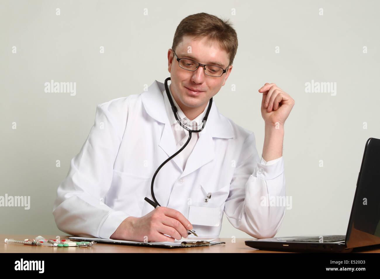 Stethoscope on work desk hi-res stock photography and images - Alamy