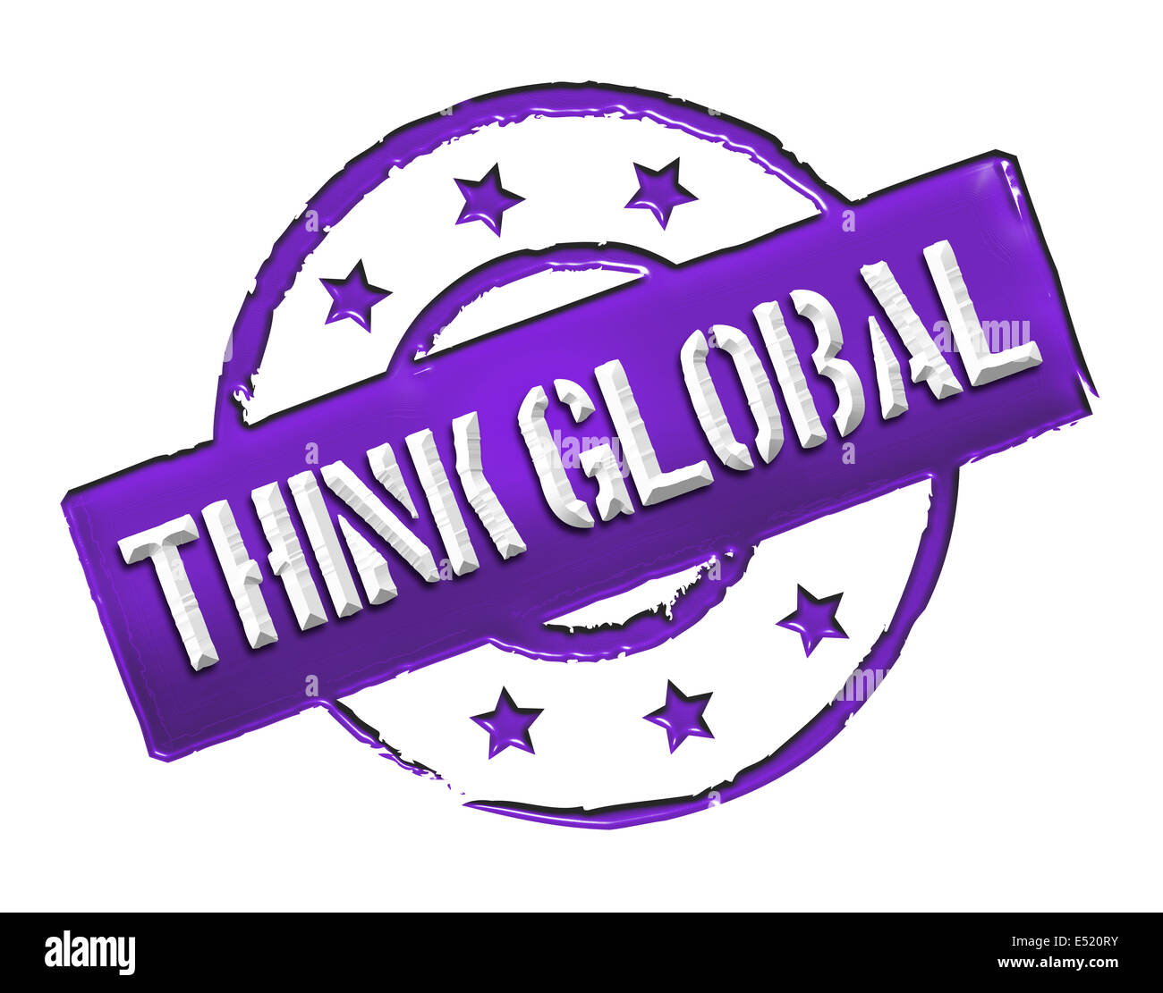 Stamp - think global Stock Photo - Alamy