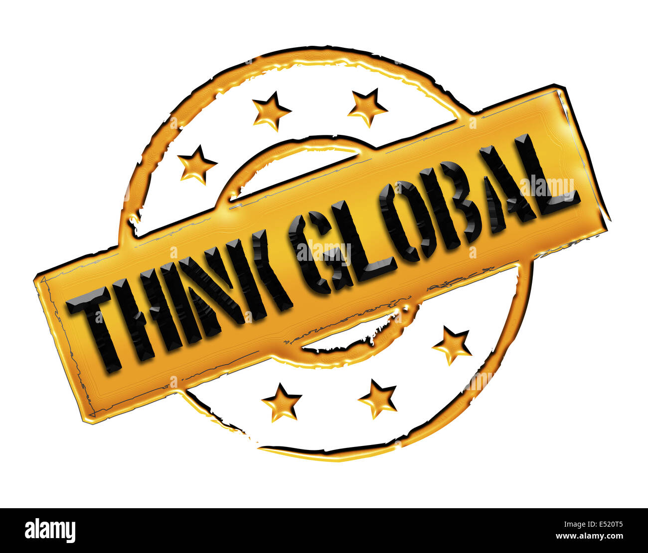 Stamp - think global Stock Photo - Alamy