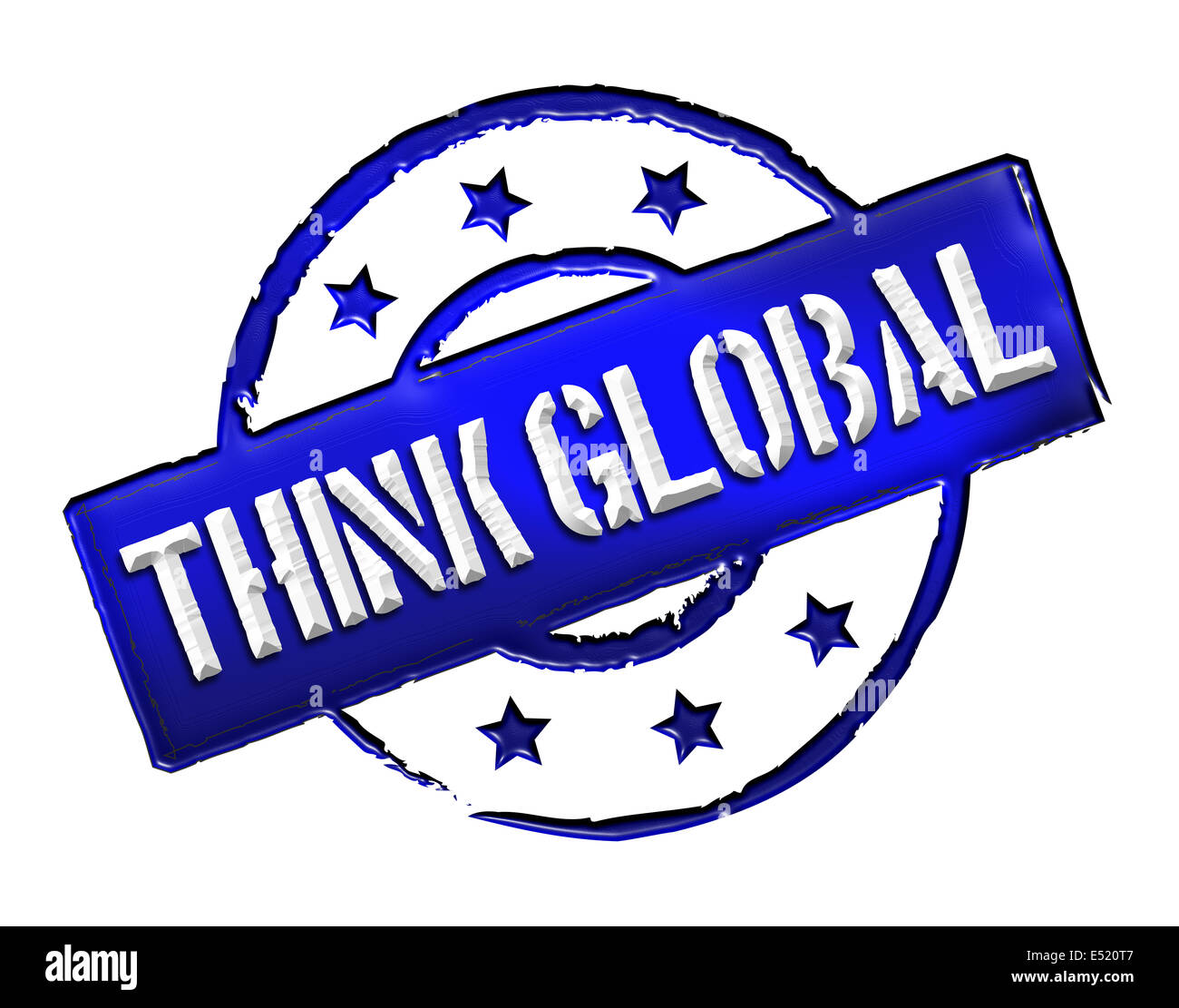 Stamp - think global Stock Photo - Alamy
