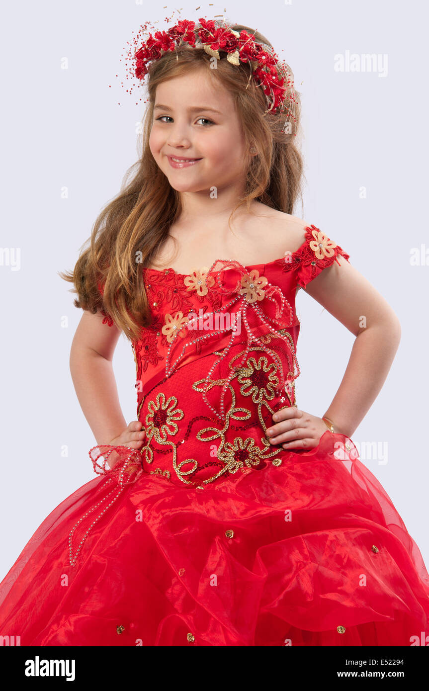 Girl in a red dress Stock Photo - Alamy