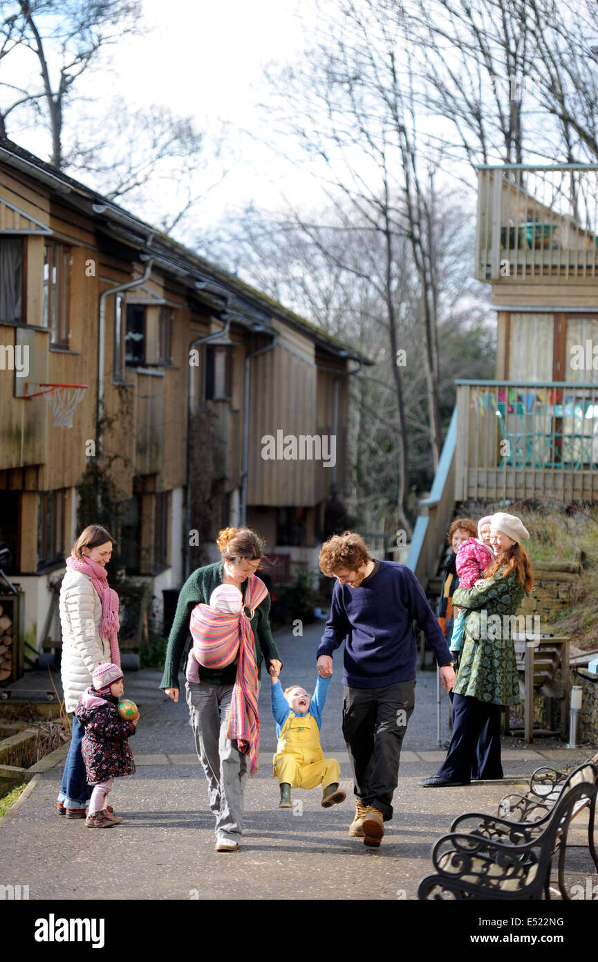 A young family at the Springhill Co-housing community in Stroud ...