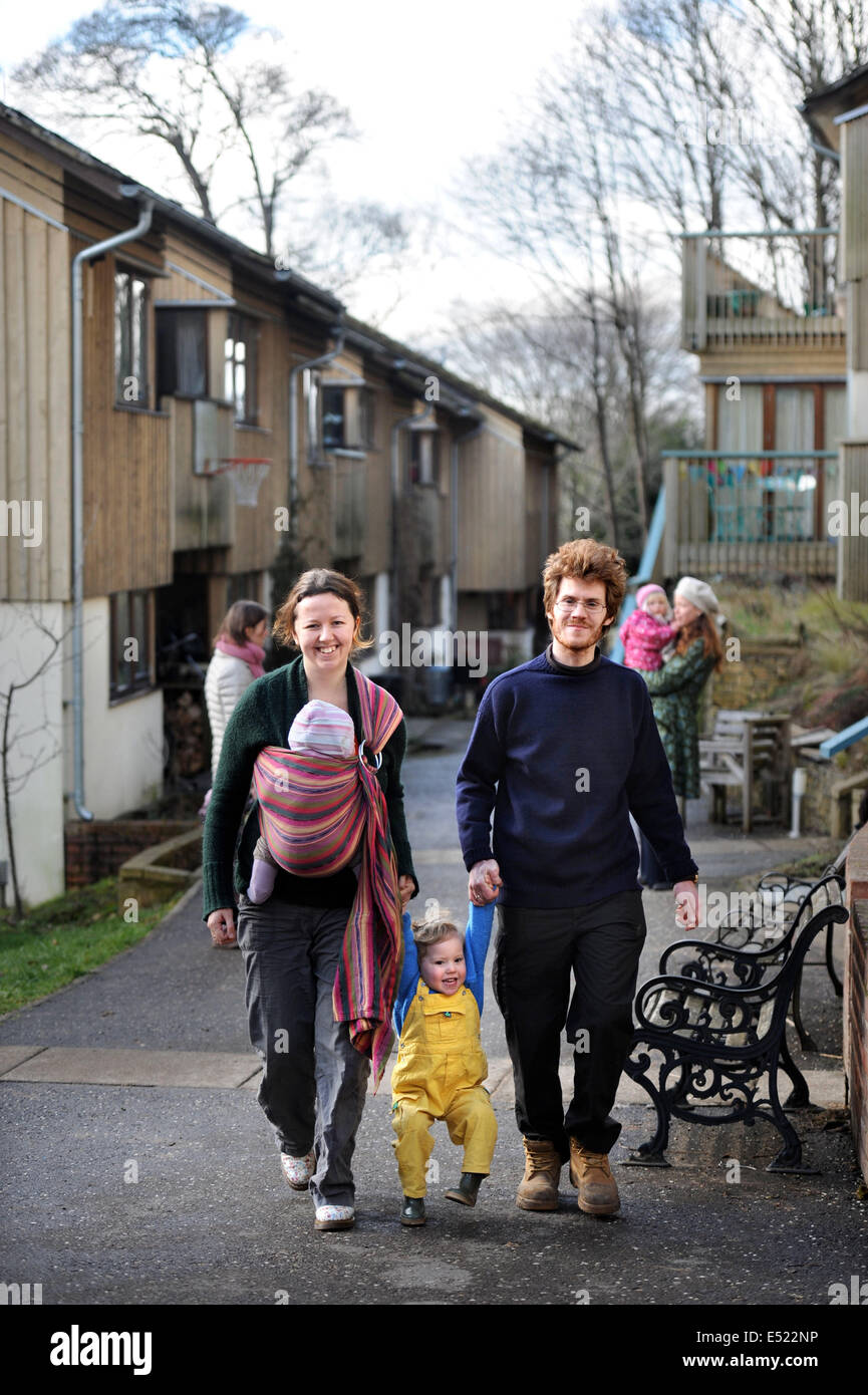 A young family at the Springhill Co-housing community in Stroud ...