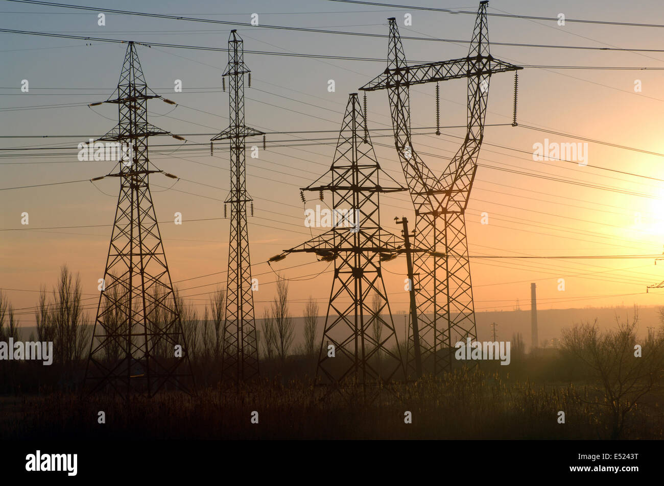 towers with electrical wires Stock Photo - Alamy