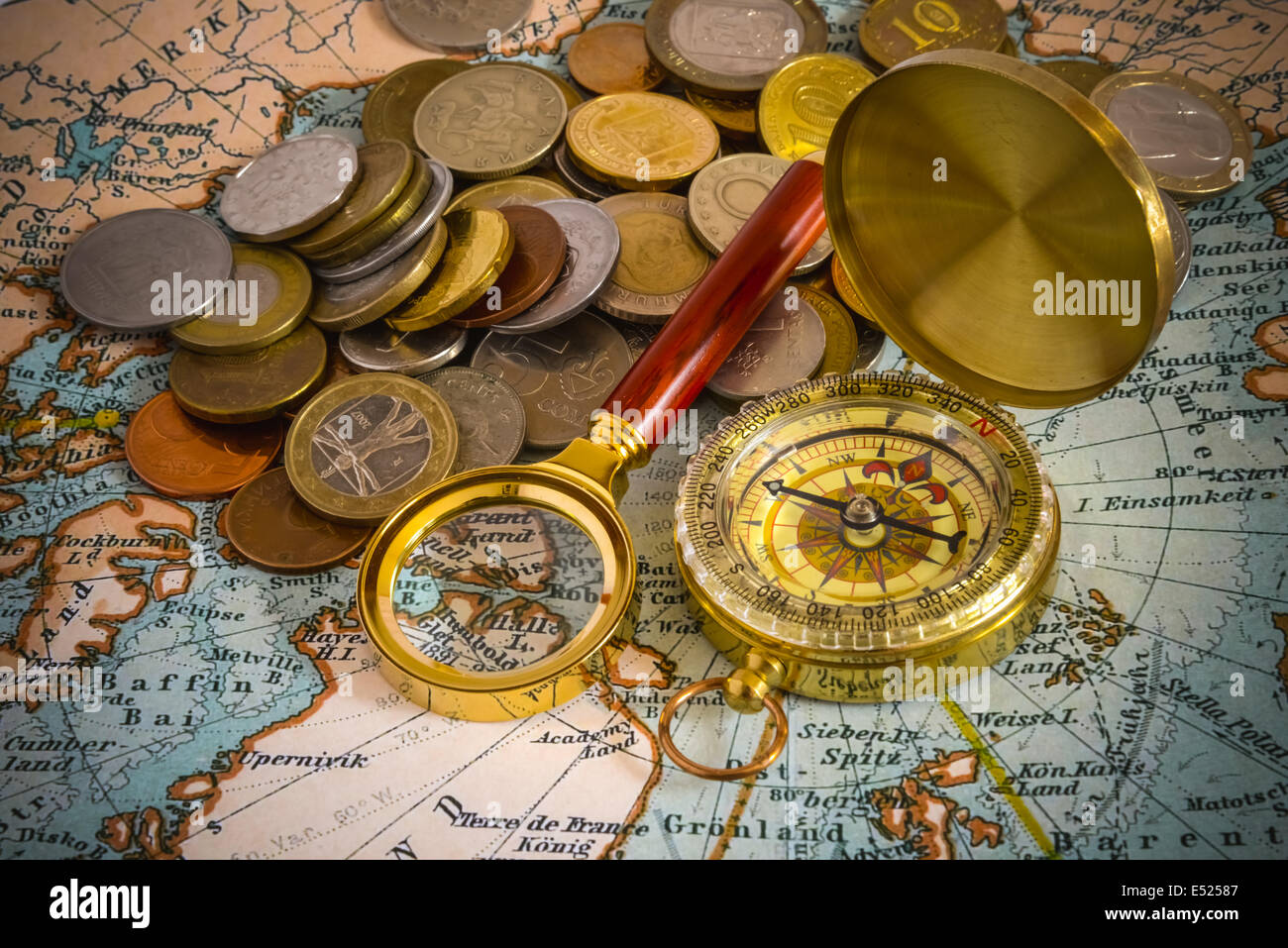 card with coins Stock Photo - Alamy