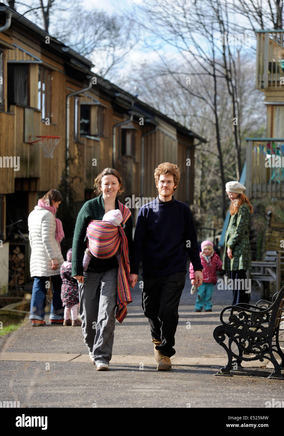 A young family at the Springhill Co-housing community in Stroud ...