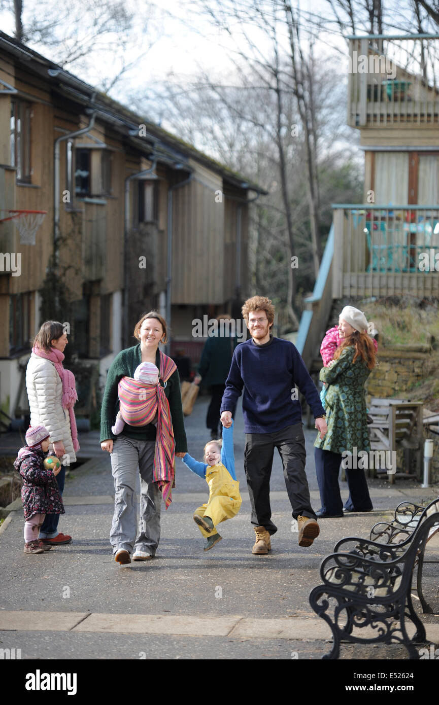 A young family at the Springhill Co-housing community in Stroud ...
