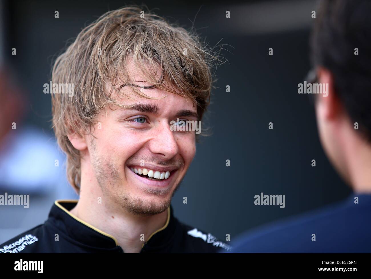 French Formula One driver Charles Pic of Lotus smiles during a press ...