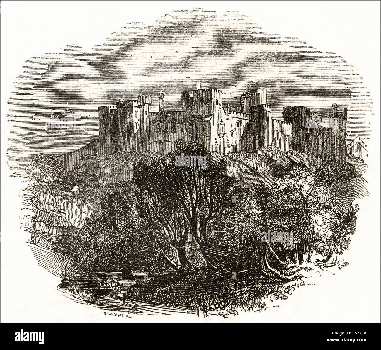 Ludlow castle engraving hi-res stock photography and images - Alamy