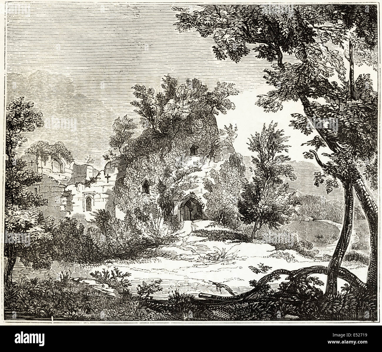 Goodrich Castle dating from 11th century, Herefordshire. Victorian ...
