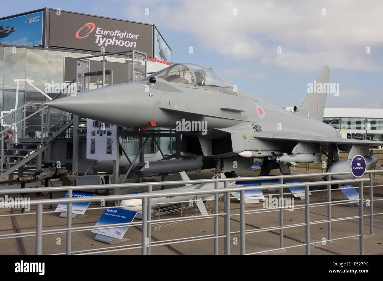 BAE Systems Typhoon jet fighter, exhibited with missile and smart Stock ...