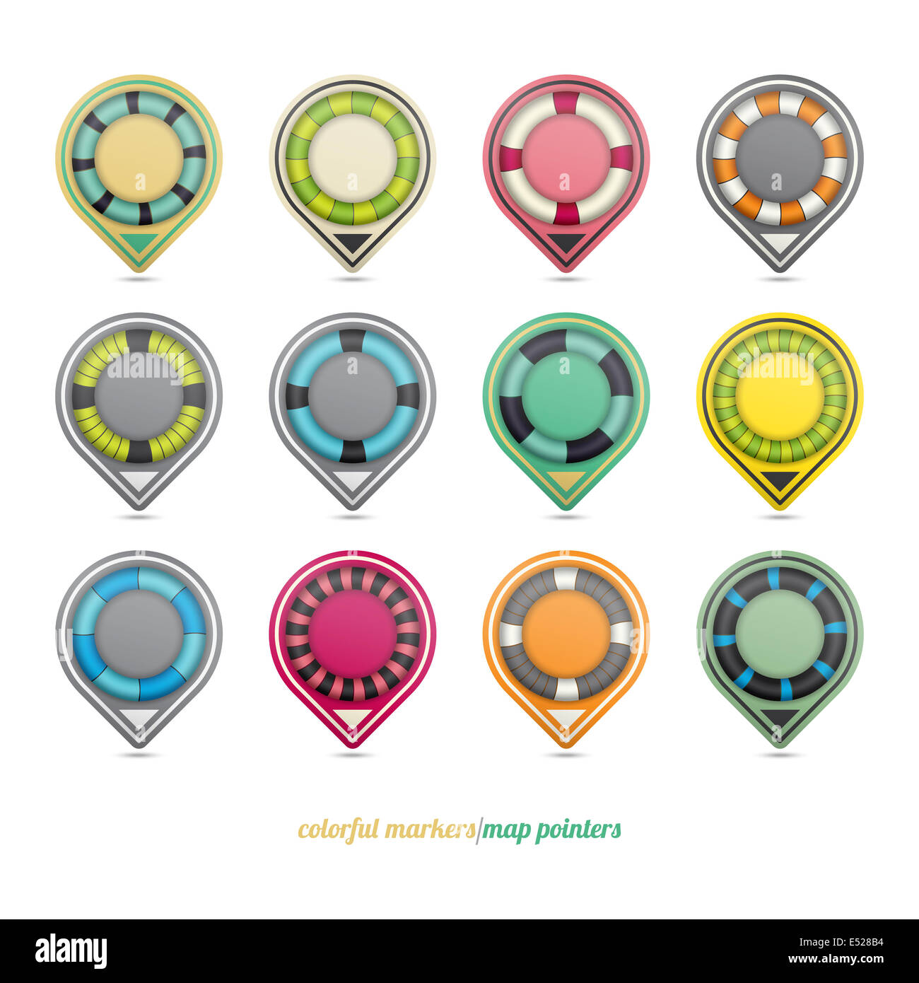 set of colorful map pointers isolated on white background. vector icons Stock Photo - Alamy