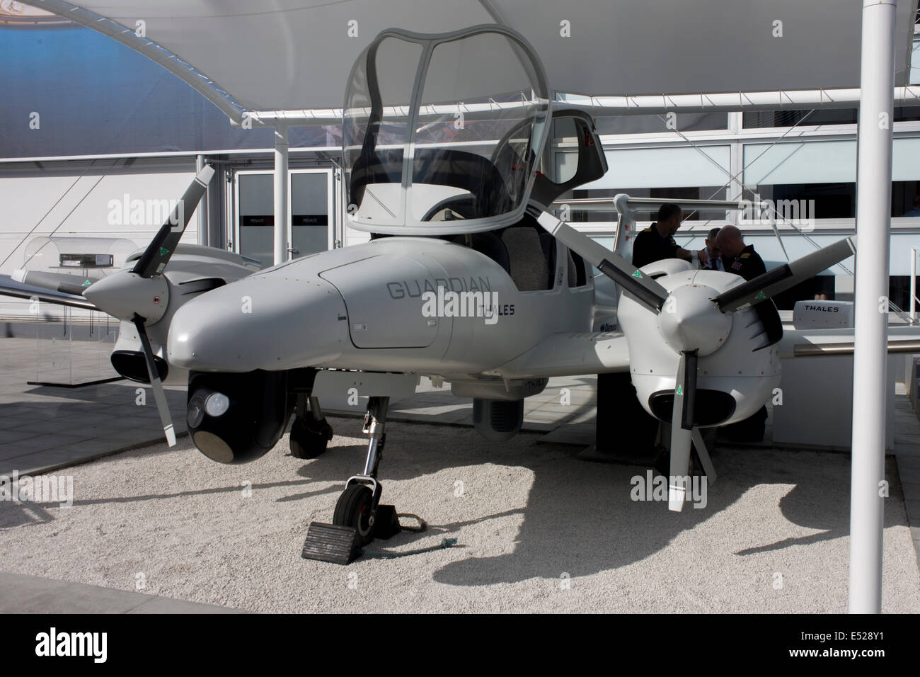 A Thales Diamond DA42MPP Guardian aircraft, exhibited at the ...