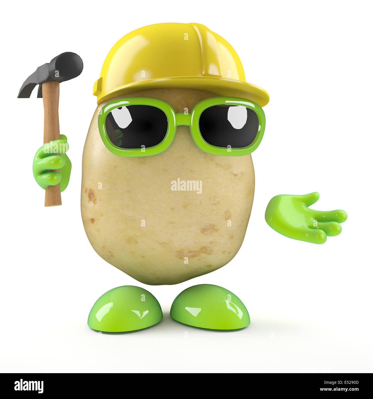 3d render of a potato working in the construction worker Stock Photo ...