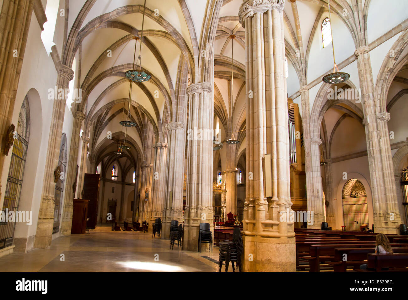 Cathedral nave, a space with Gothic-style columns Stock Photo - Alamy