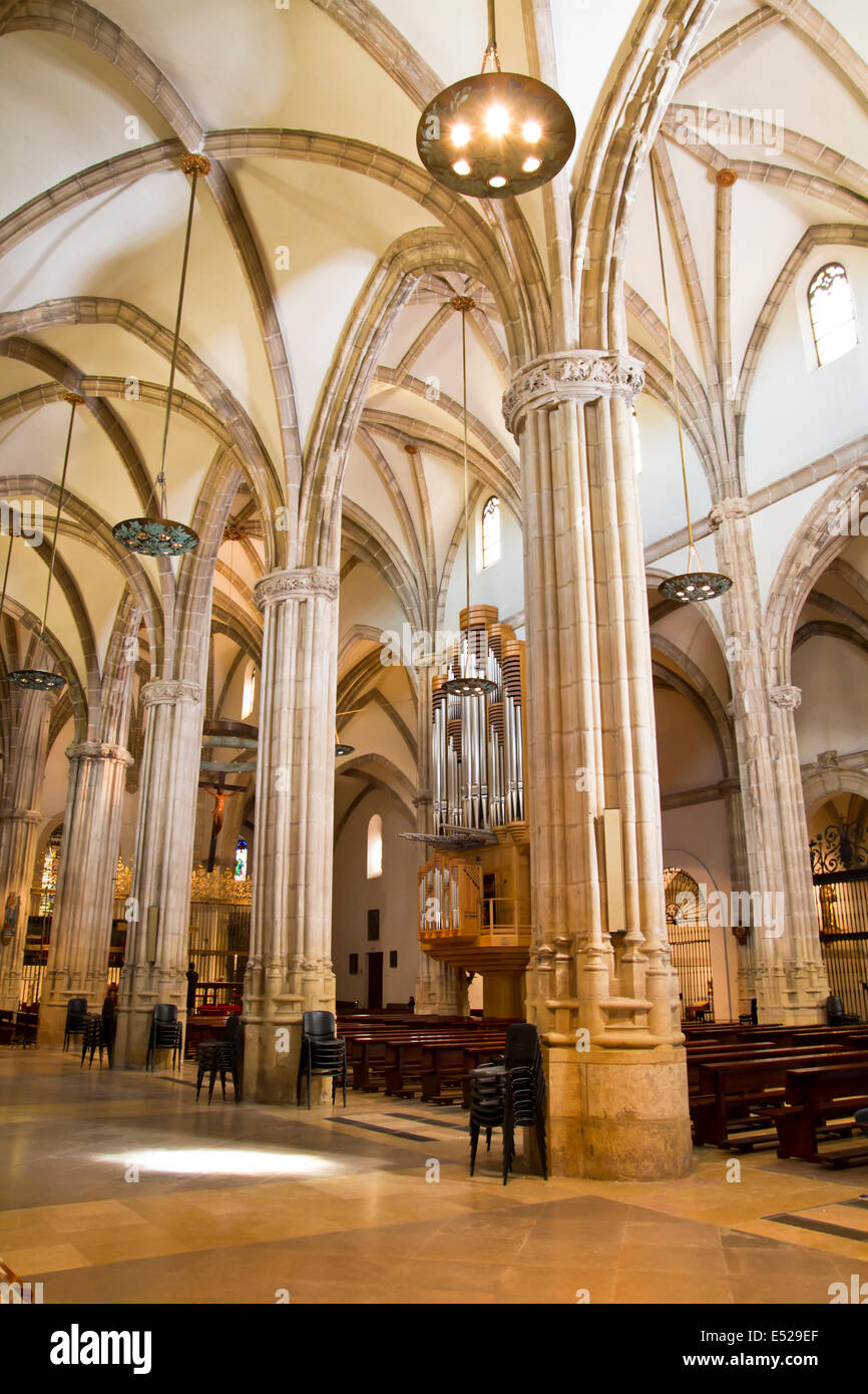 Cathedral nave, a space with Gothic-style columns Stock Photo - Alamy