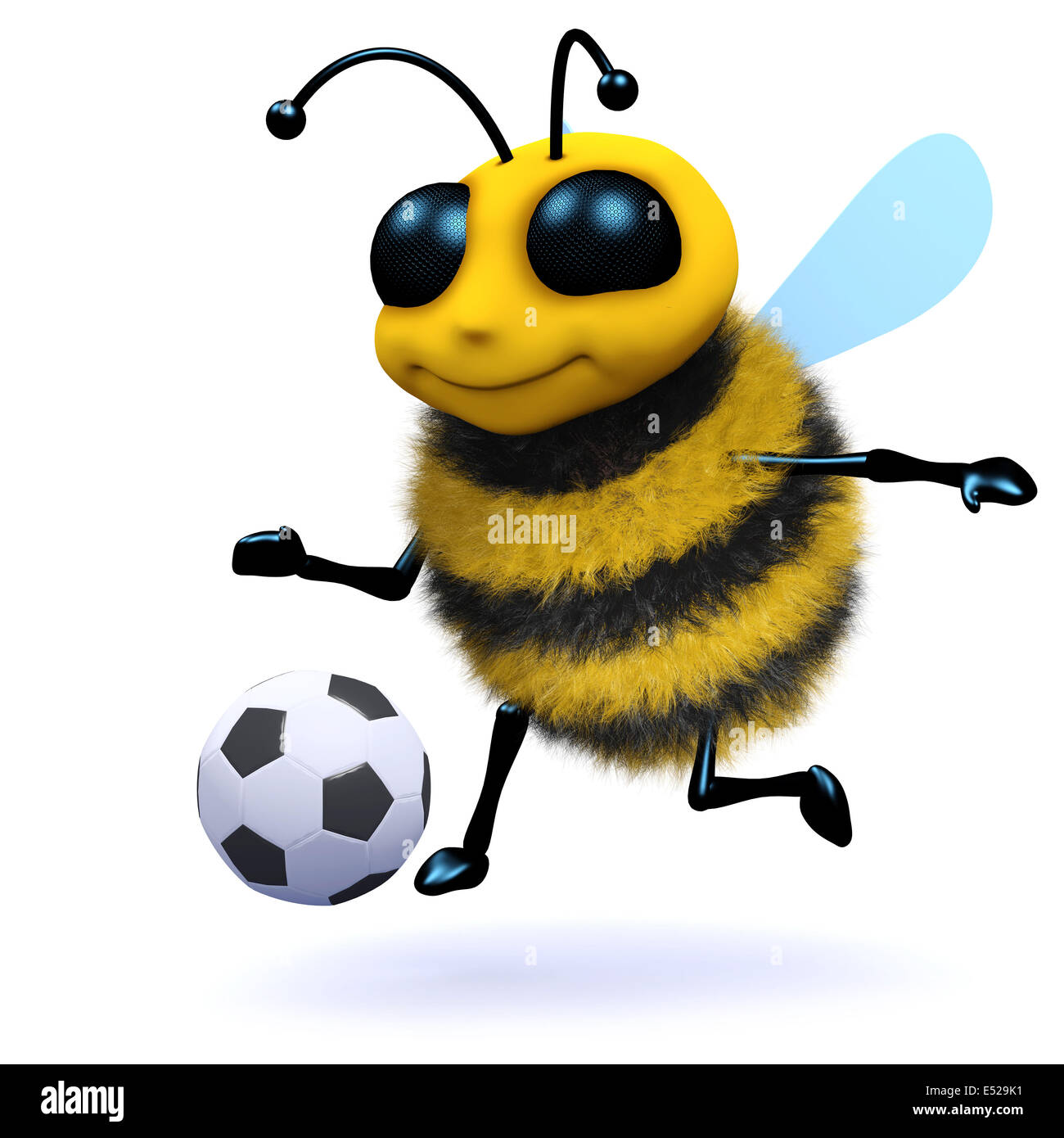 3d render of a cute honey bee kicking a football Stock Photo - Alamy