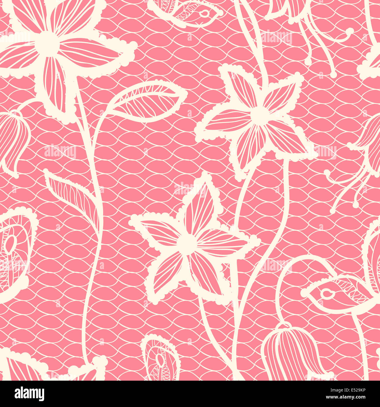 Pink lacy seamless background, vintage vector illustration Stock Photo ...