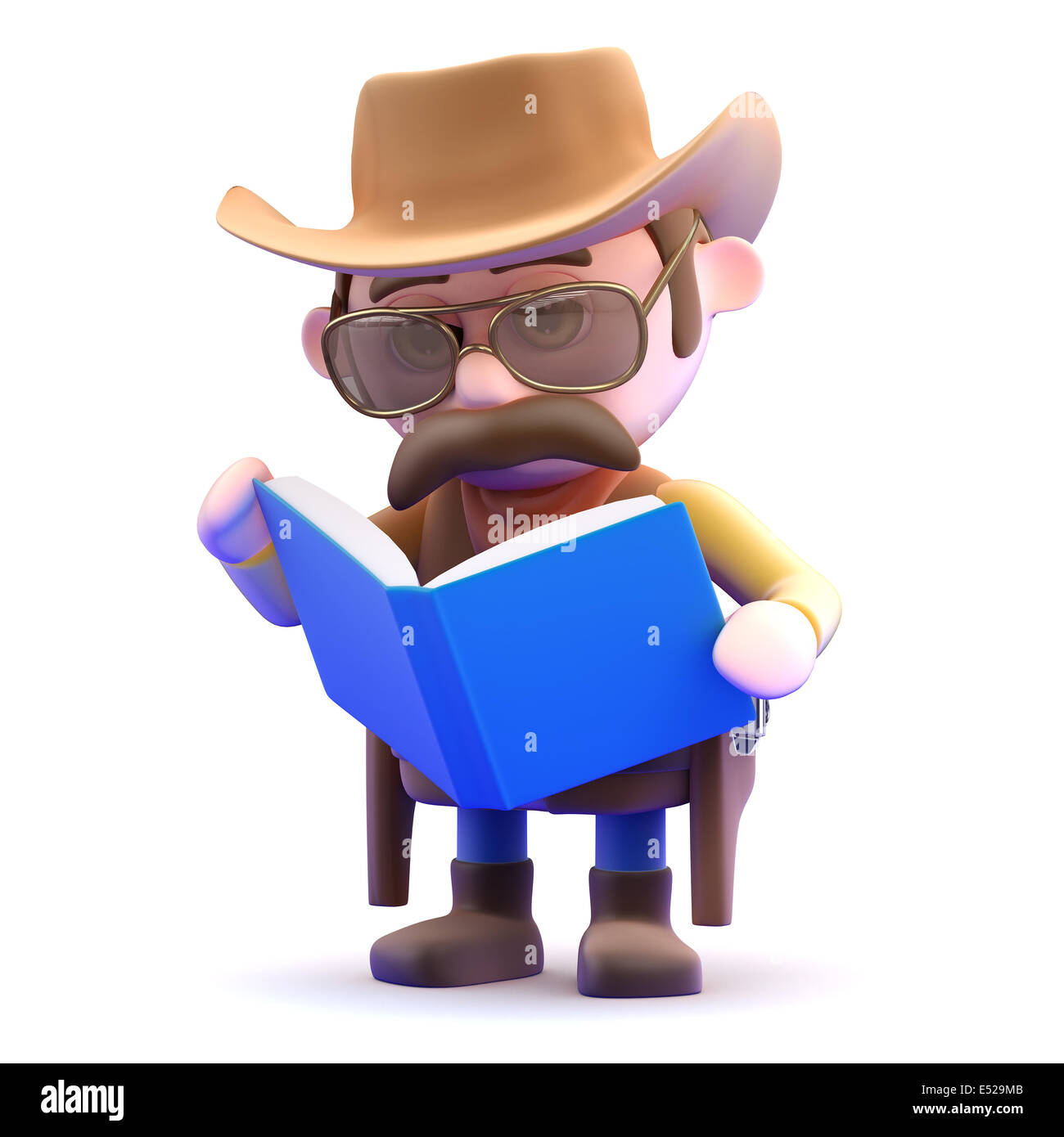 3d render of a cowboy sheriff reading a book Stock Photo - Alamy