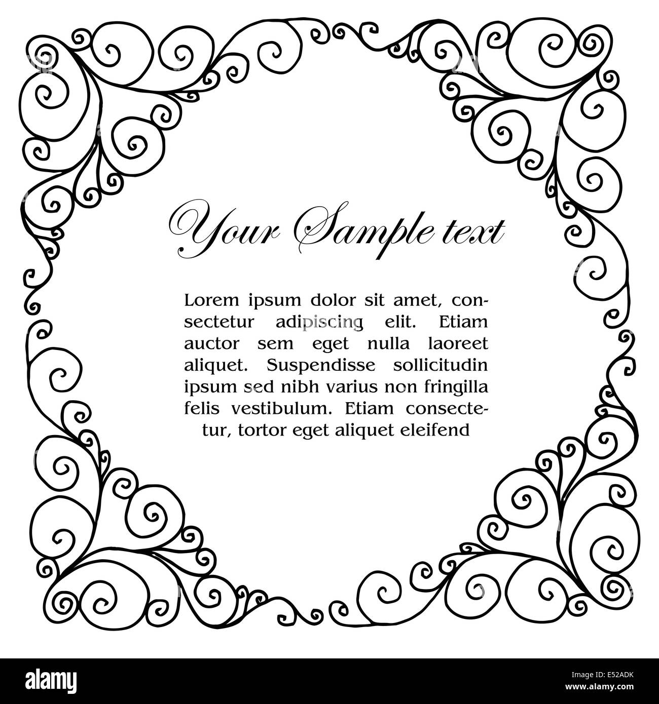Vector curly border, black and white with place for your text Stock ...