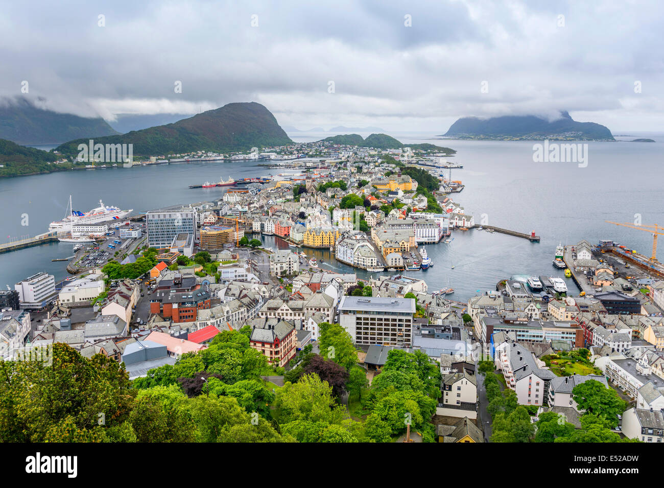 Alesund, Norway, wide angle view from Aksla mountain Stock Photo - Alamy