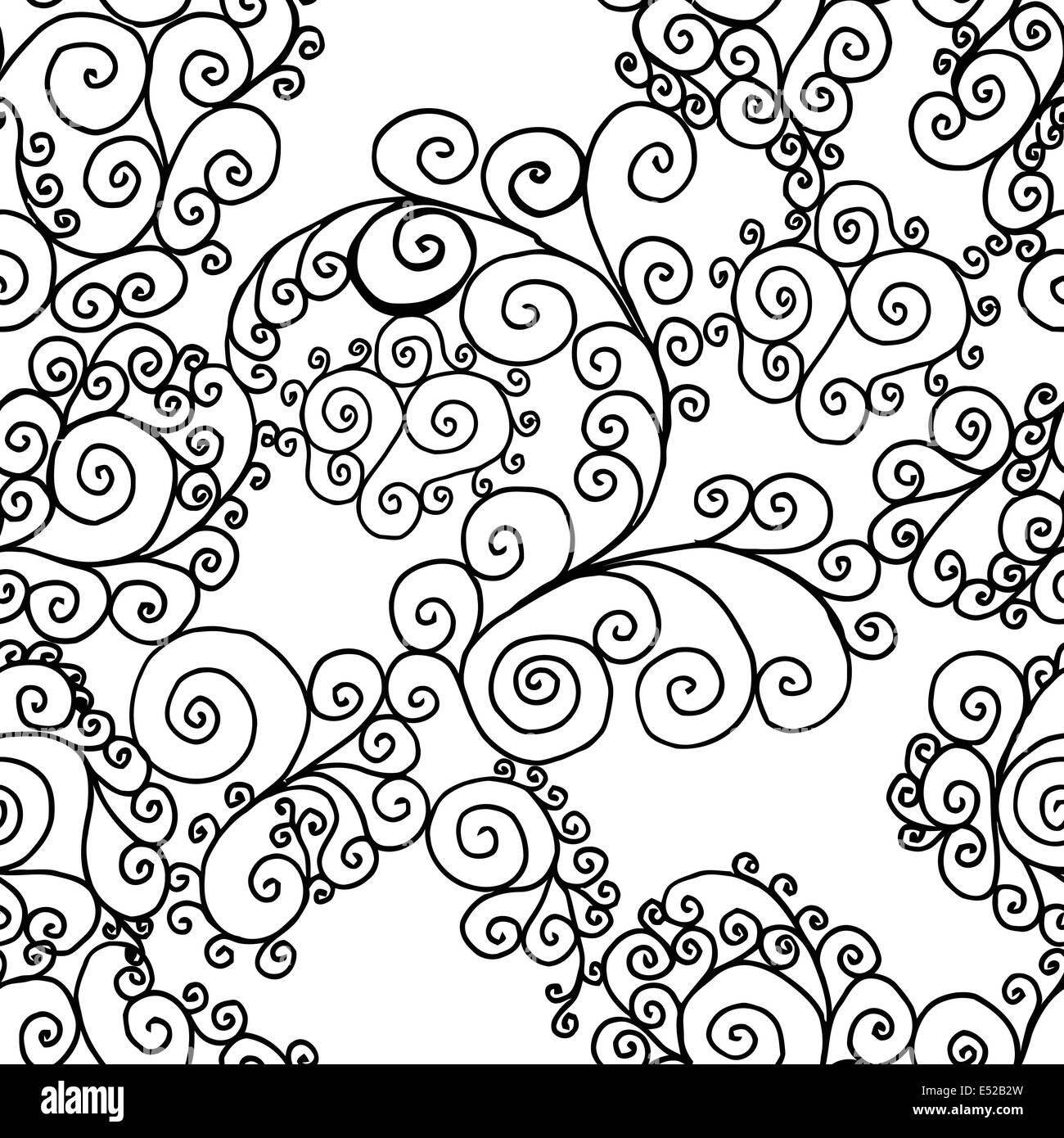 Seamless pattern with black swirls on a white background Stock Photo ...