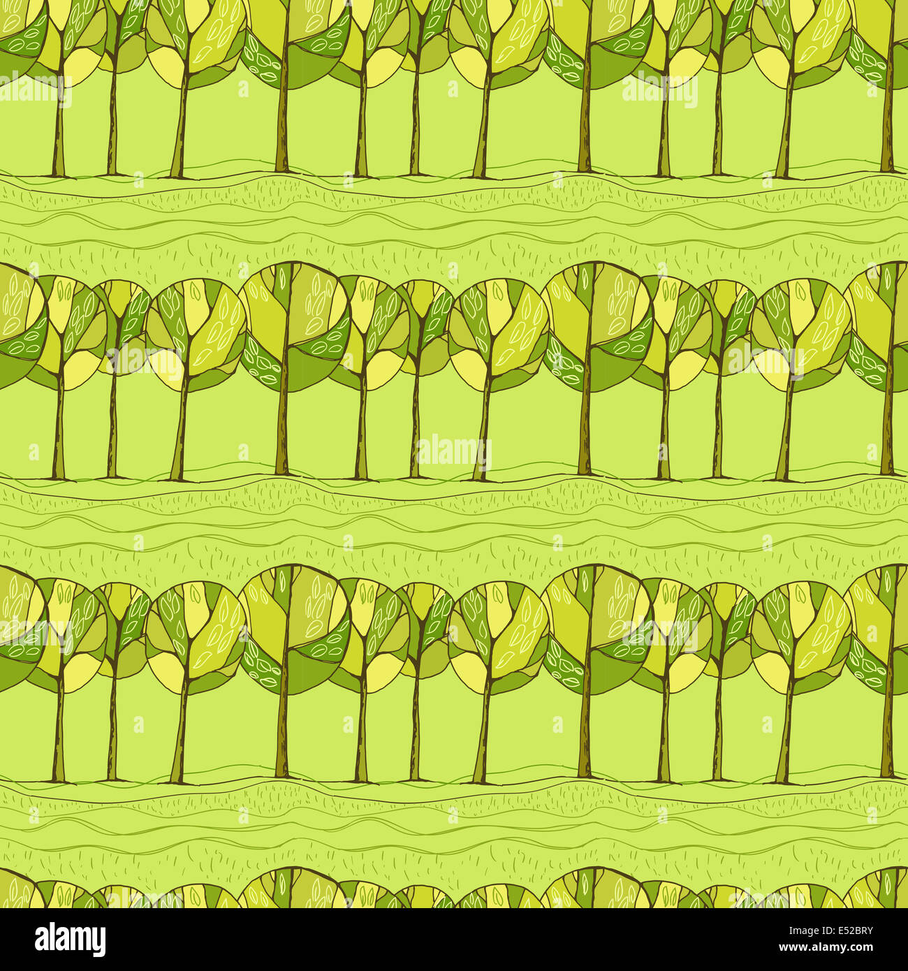 Decorative trees, abstract sketchy seamless vector background Stock ...