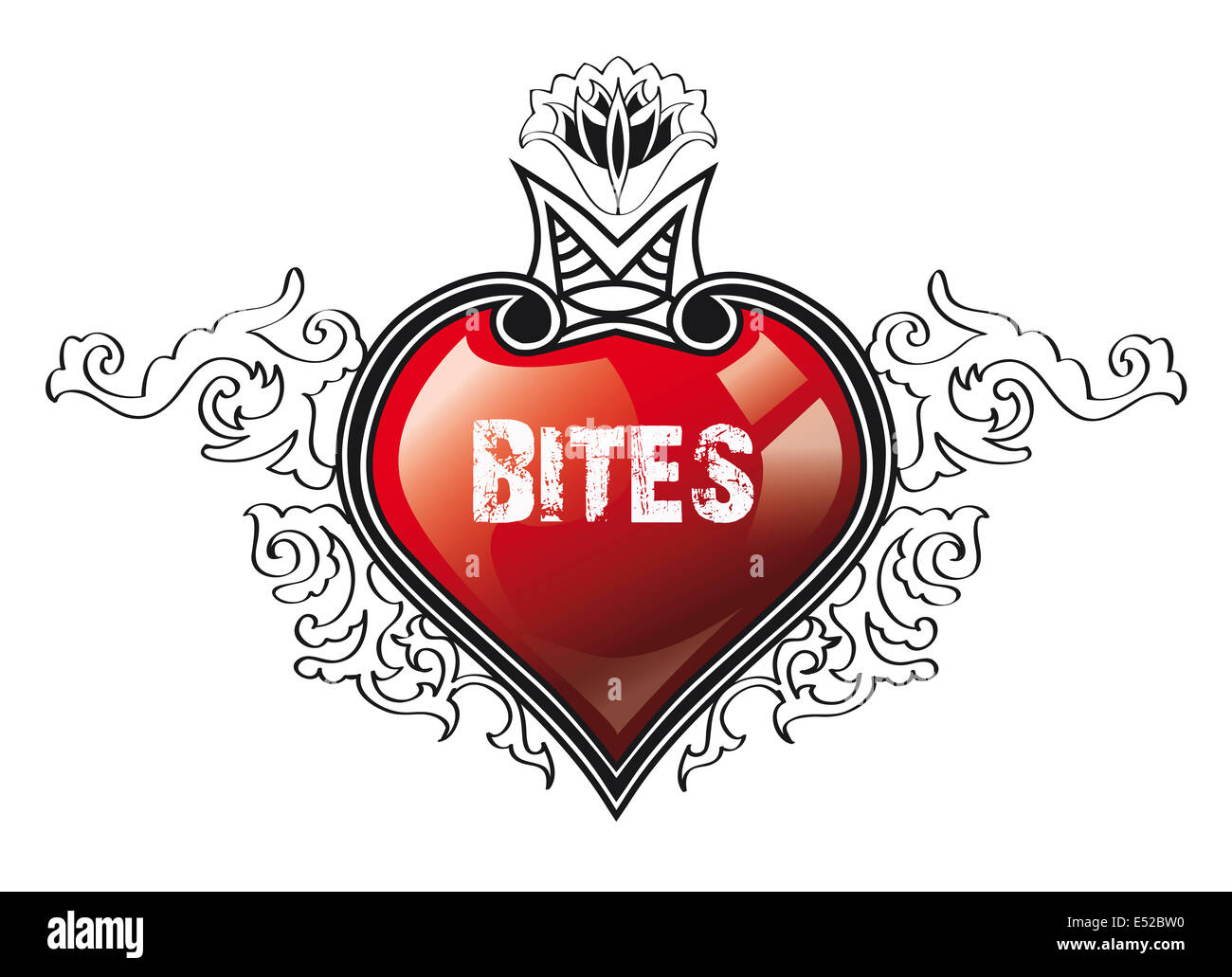 Heart Bites, illustration over white background Stock Photo - Alamy