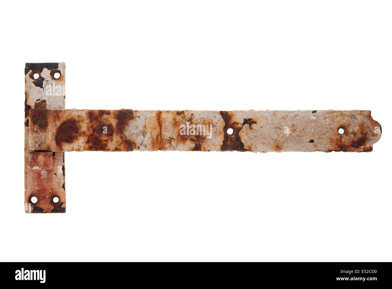 Old painted rusty gate hinge on white background Stock Photo - Alamy