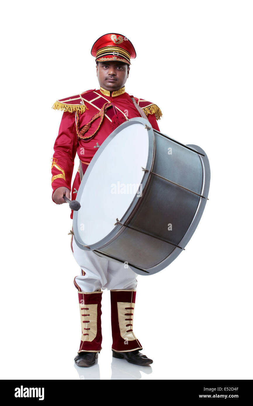 Portrait of a bandmaster with a drum Stock Photo - Alamy