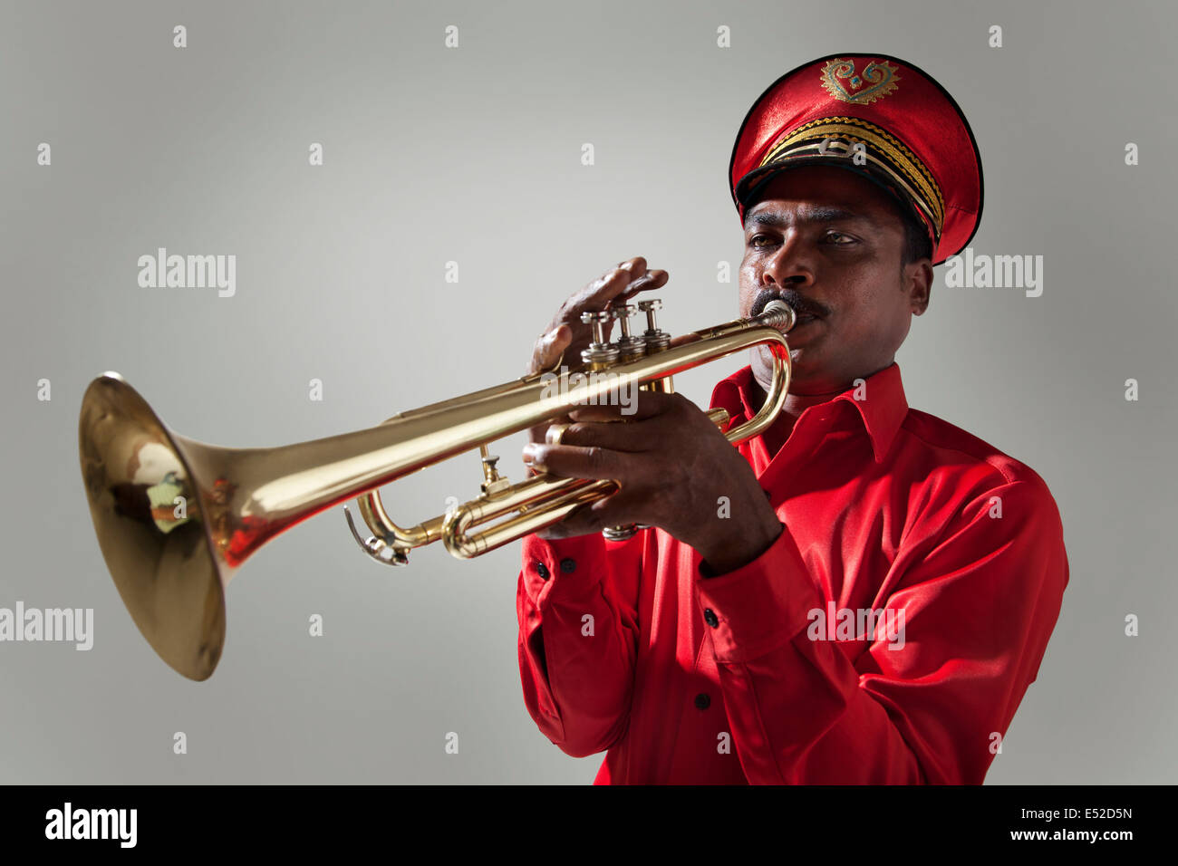 Bandmaster playing on a trumpet Stock Photo - Alamy
