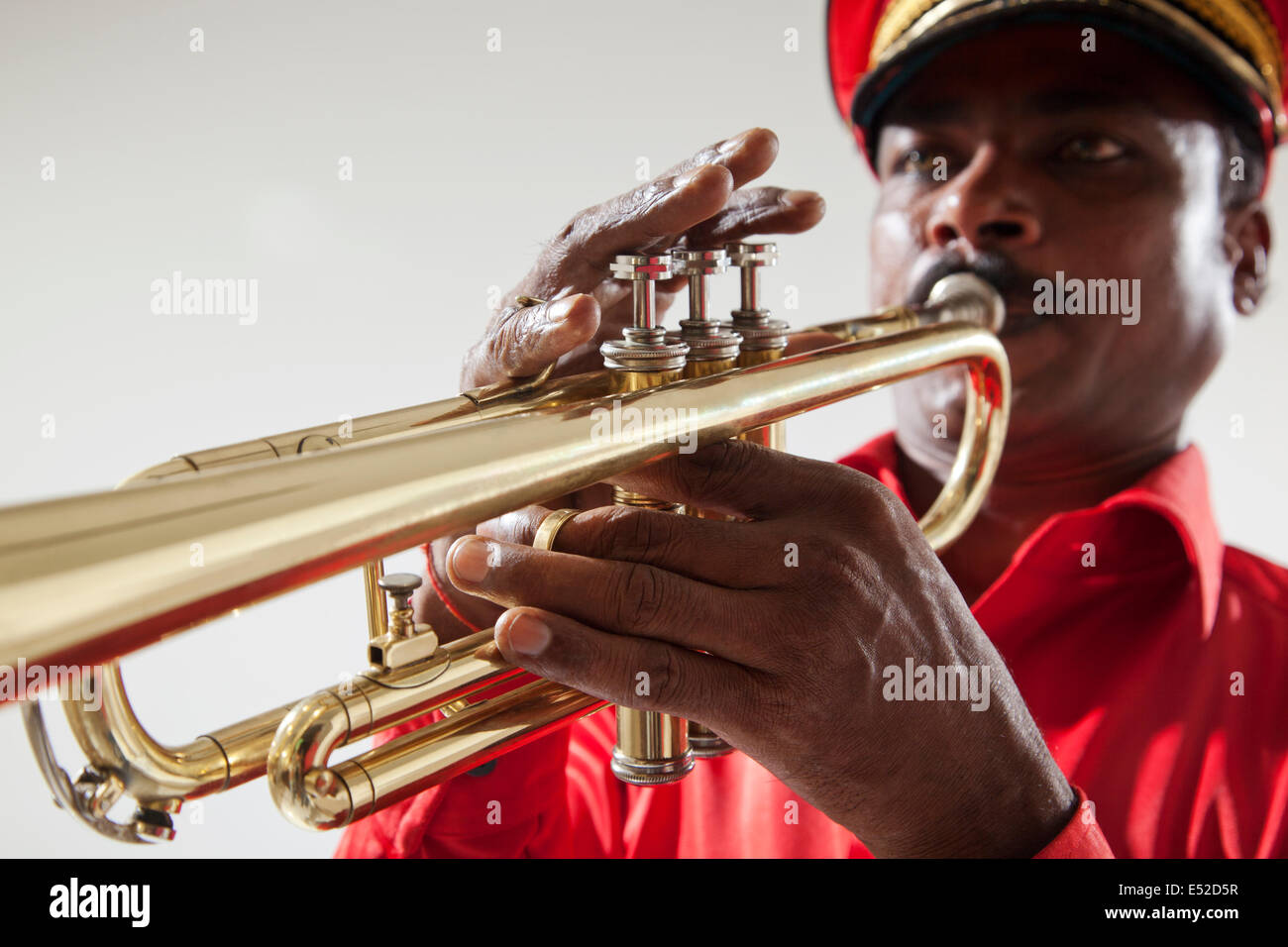 Indian bandmaster holding trumpet hi-res stock photography and images ...