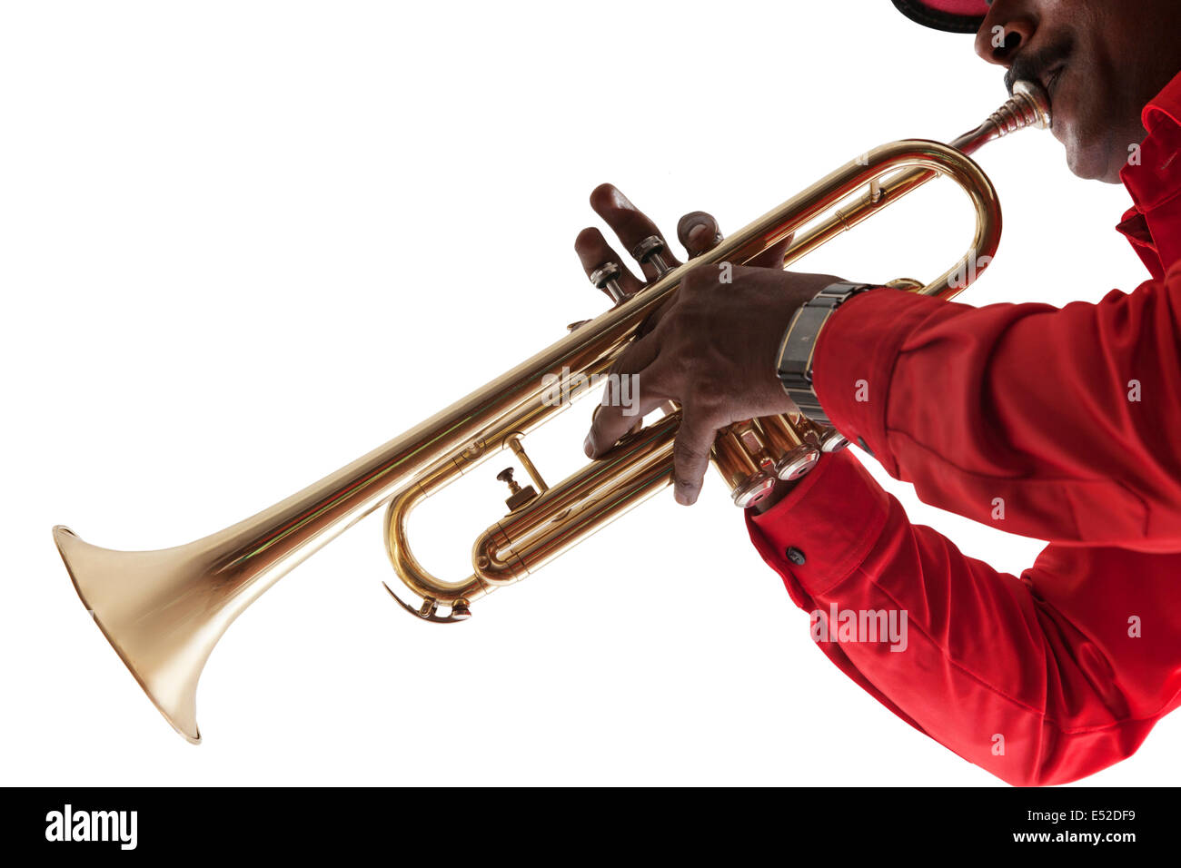Close-up of hands playing a trumpet Stock Photo - Alamy