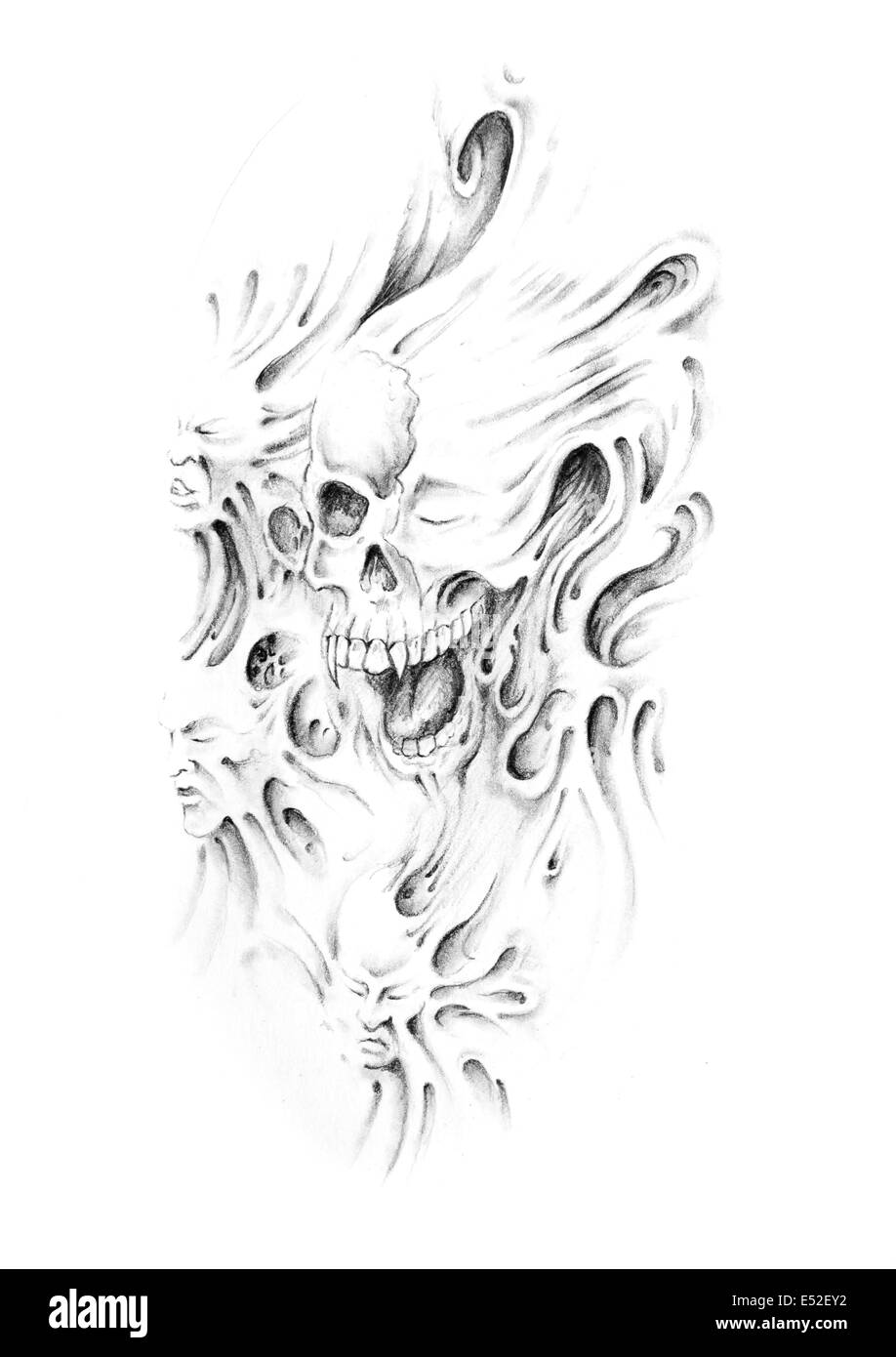 Sketch of tattoo art, monster Stock Photo - Alamy