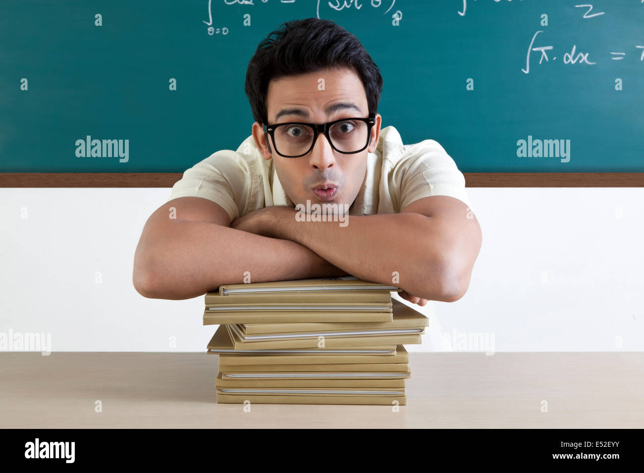 Portrait of surprised college student Stock Photo - Alamy