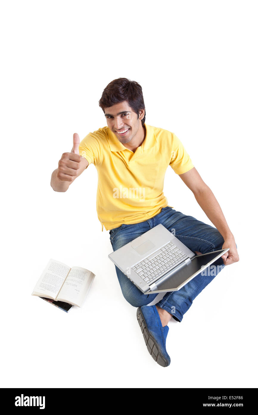 Thumbs up hand laptop Cut Out Stock Images & Pictures - Alamy