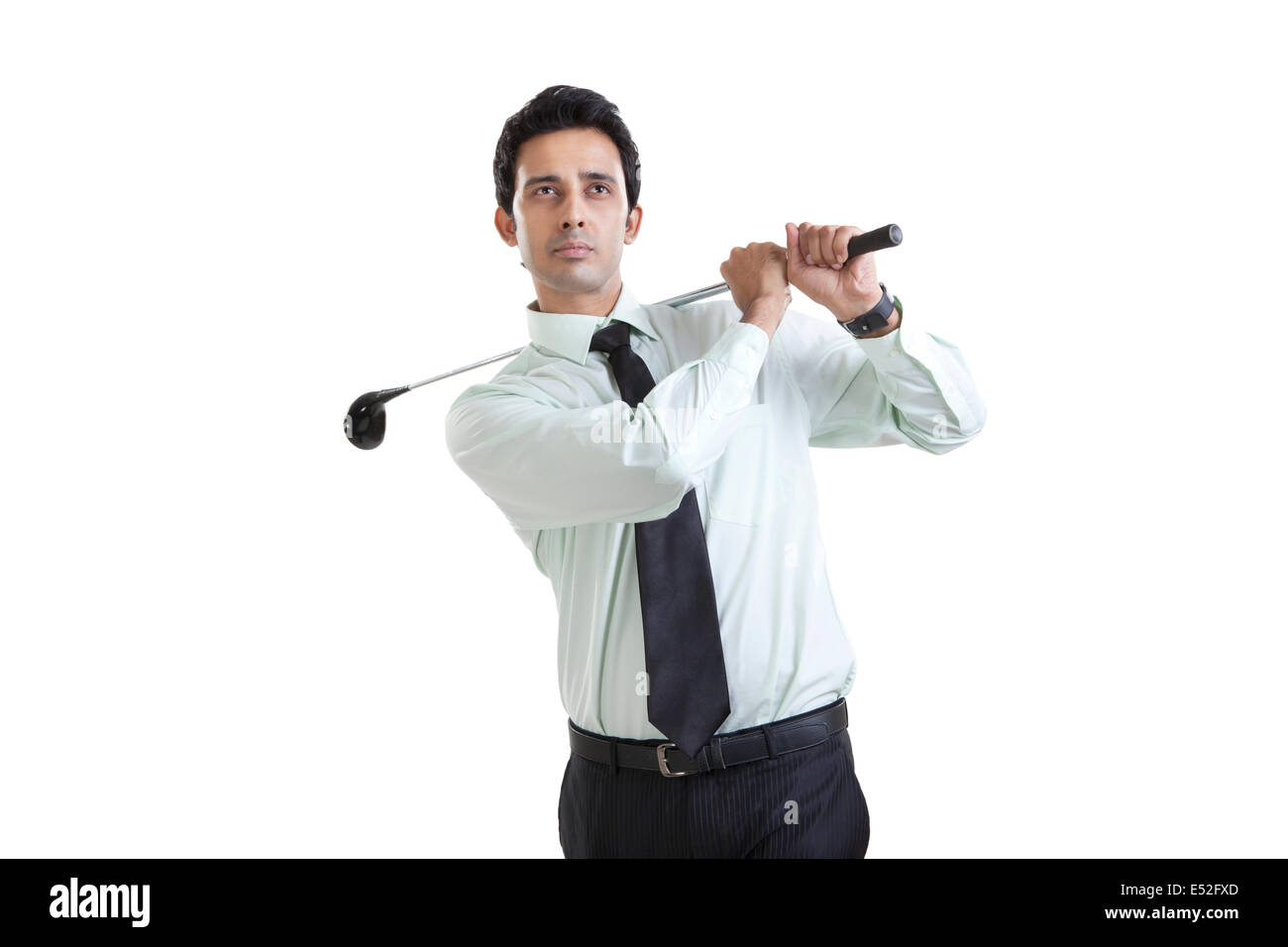 Portrait of business executive with golf club Stock Photo - Alamy